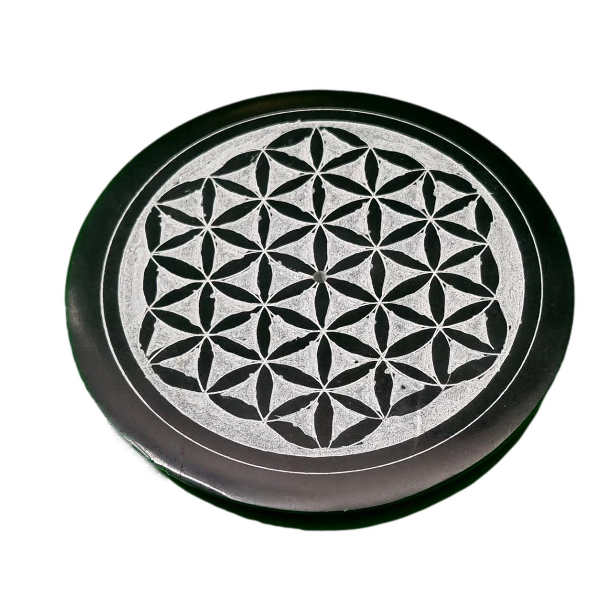 Round Soapstone Incense Holder - Mandala | Naathi Aromatherapy